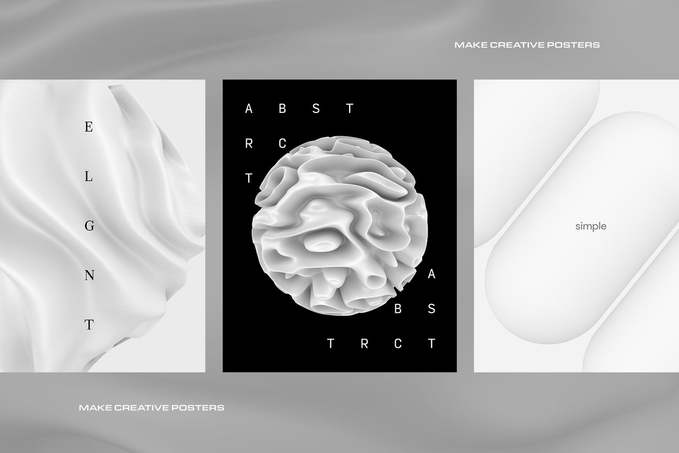 Modern 3D White Shapes Collection