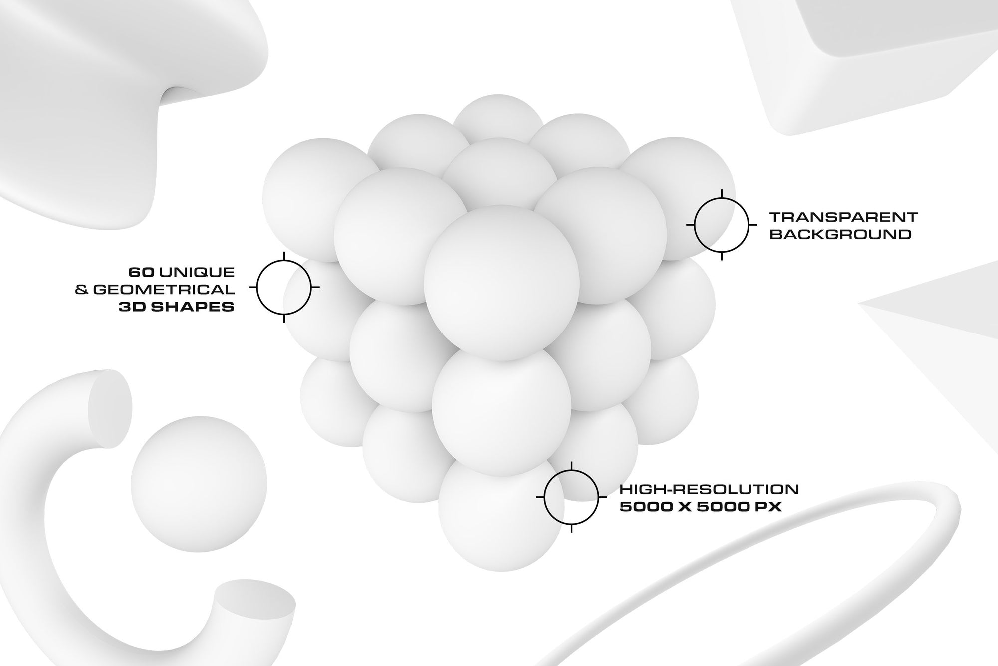 Modern 3D White Shapes Collection